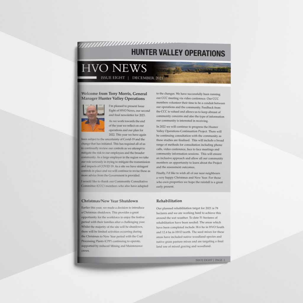 HVO News Community Newsletter December 2021 – Hunter Valley Operations